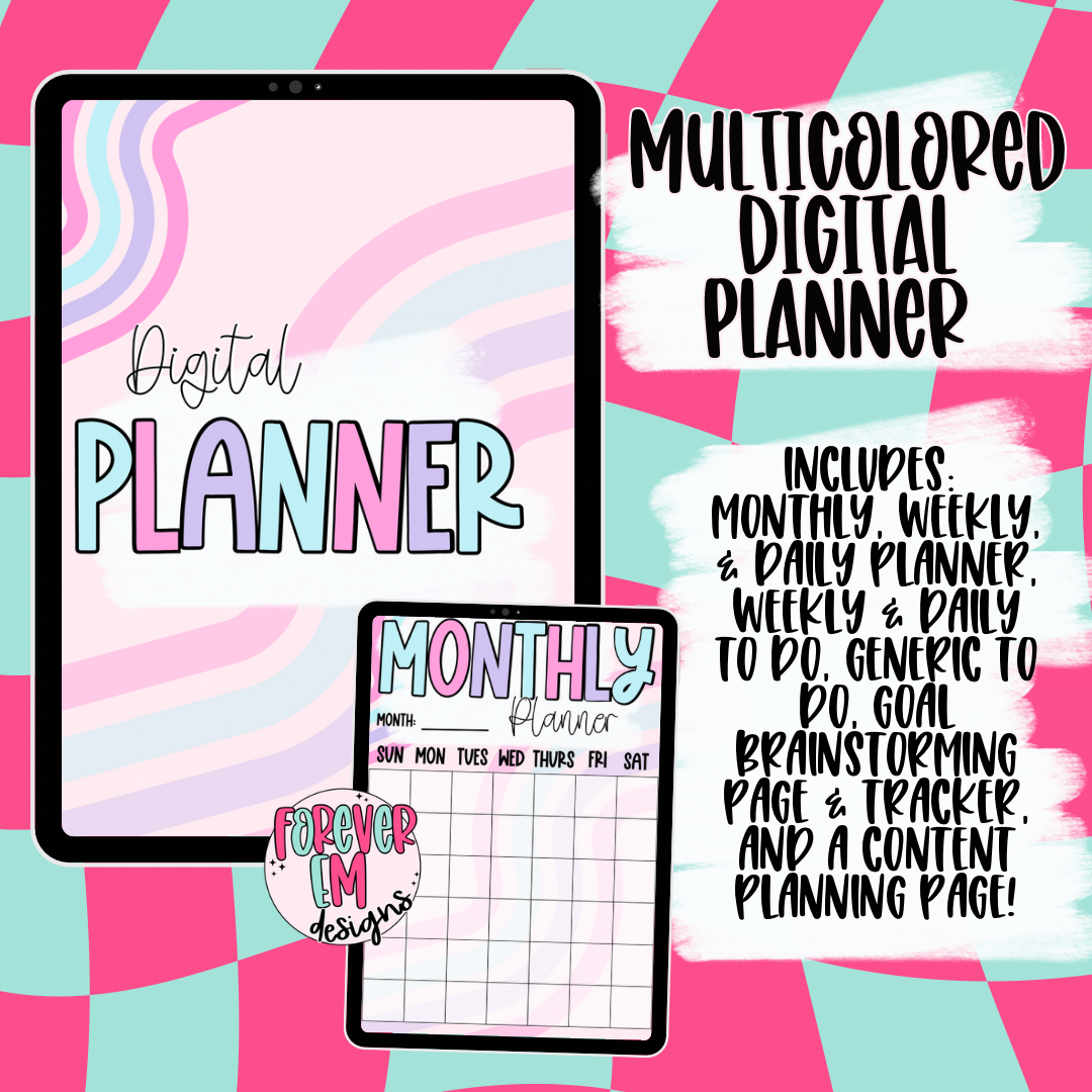 Multicolored Digital Planner – Forever Em Designs
