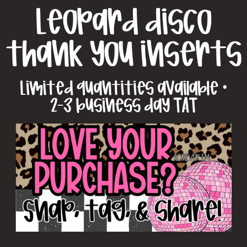 Leopard Disco Thank You Card Inserts-Physical Product – Forever Em Designs