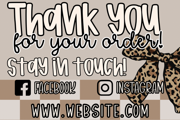 Neutral checkered thank you card template – Forever Em Designs