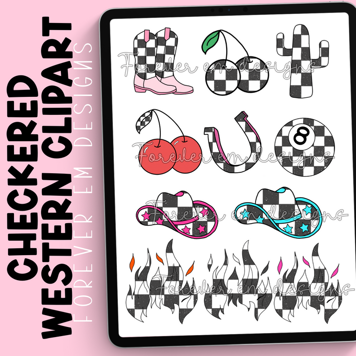Western Checkered Clipart – Forever Em Designs