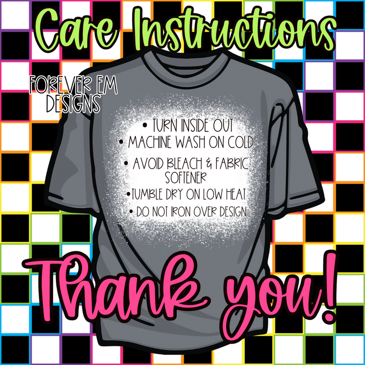 Care Instruction Card Designs – Forever Em Designs