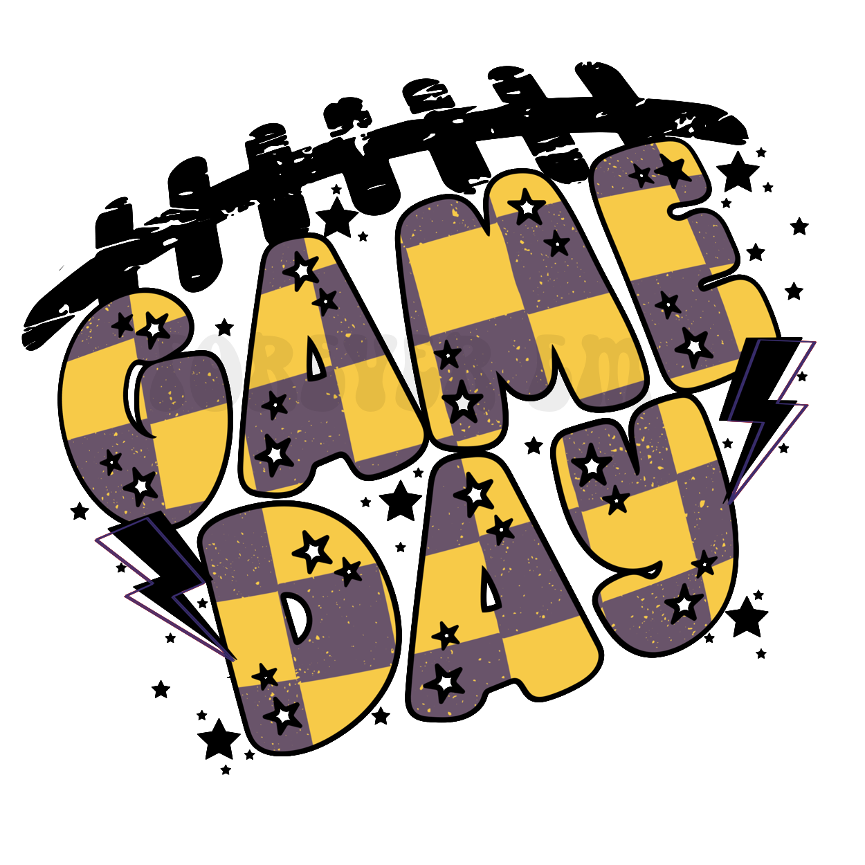 Retro checkered game day PNG Purple and gold – Forever Em Designs