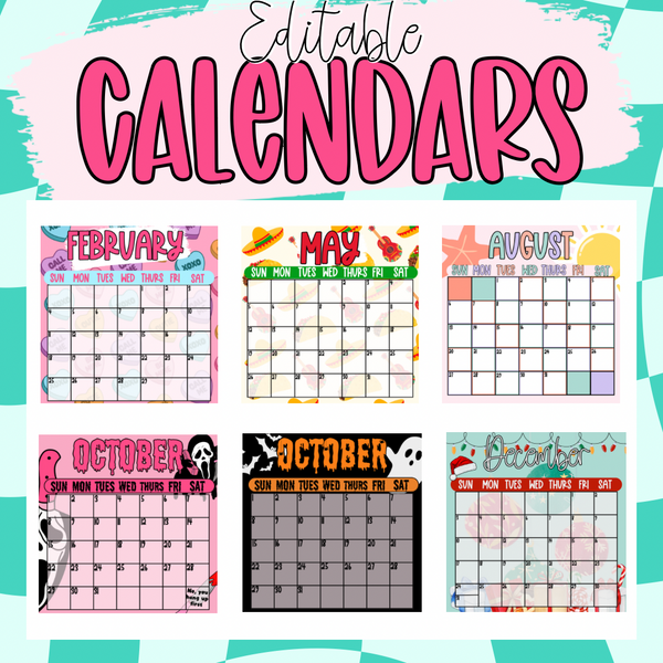 Editable Calendars – Forever Em Designs